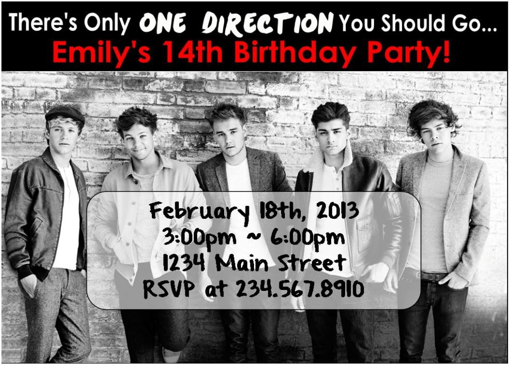 Free One Direction Printable Invitations