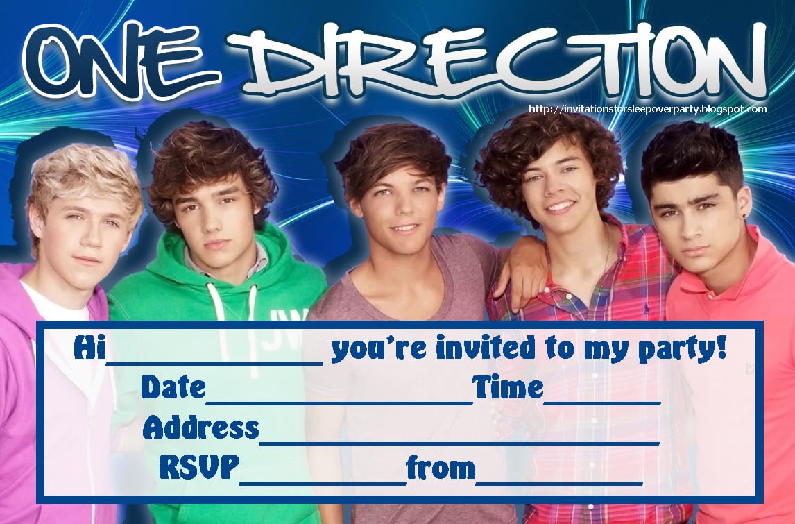 Printable One Direction Invites