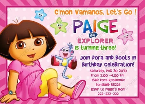 Dora The Explorer Party Invitations
