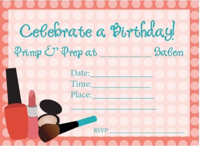 Free Printable Spa Birthday Invitations For Girls