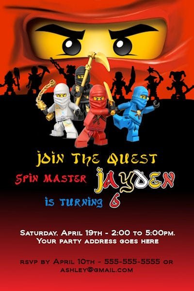 Lego Ninjago Invitations