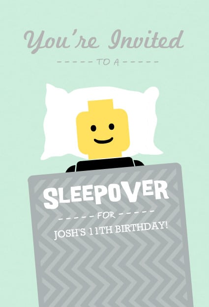 Lego Slumber Party Invite